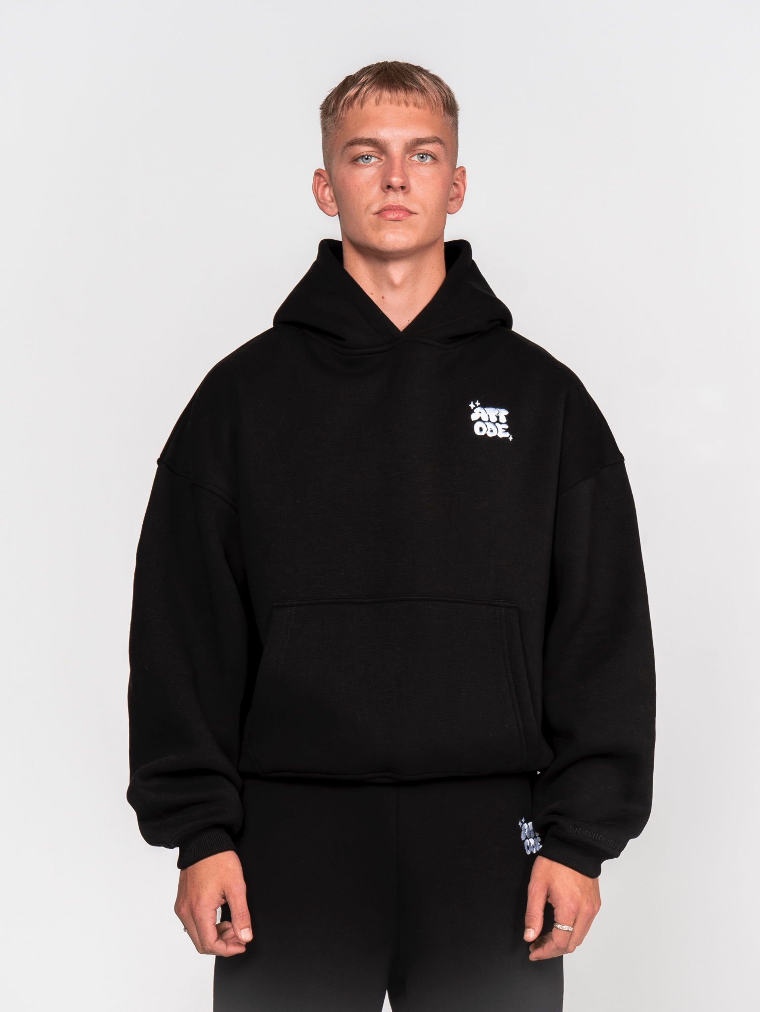 Fluff Hoodie Black | Boxy Fit | Heavy & Fluffy | Double Layer Hood